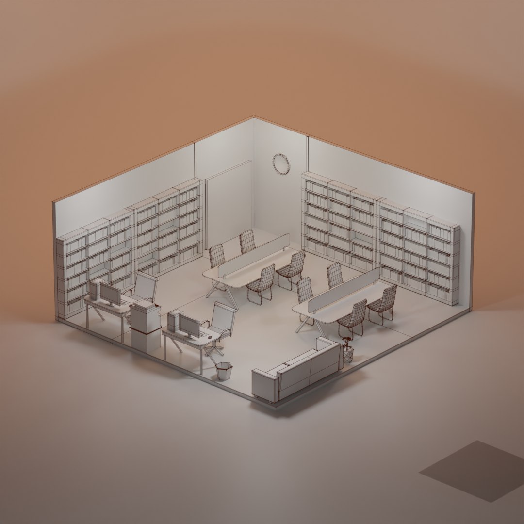 3D Low Poly Library Assets Model - TurboSquid 2017584