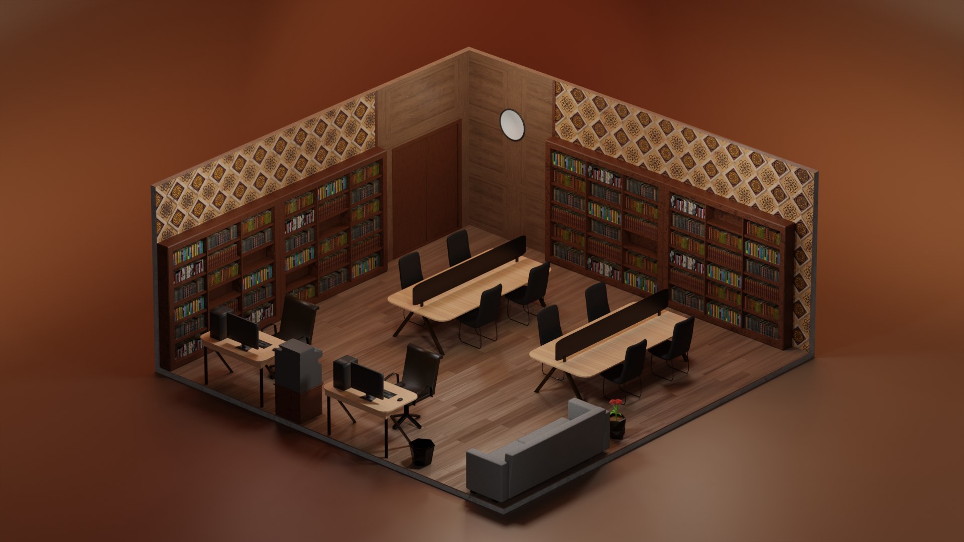 3D Low Poly Library Assets Model - TurboSquid 2017584