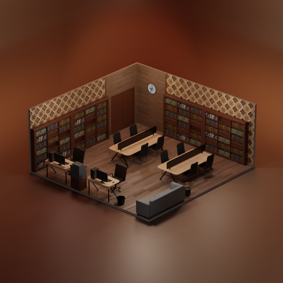 3D Low Poly Library Assets Model - TurboSquid 2017584