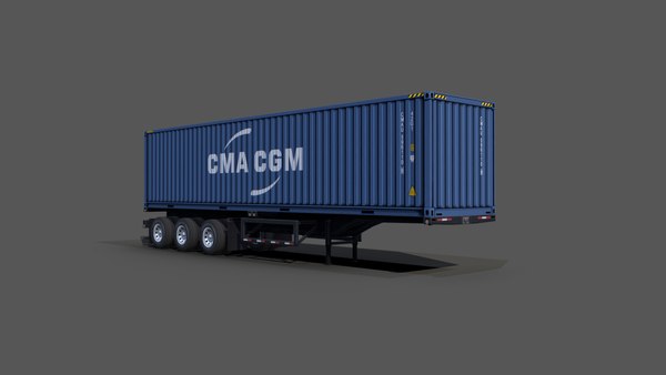 Container 40ft chassis trailer 3D model - TurboSquid 1502745