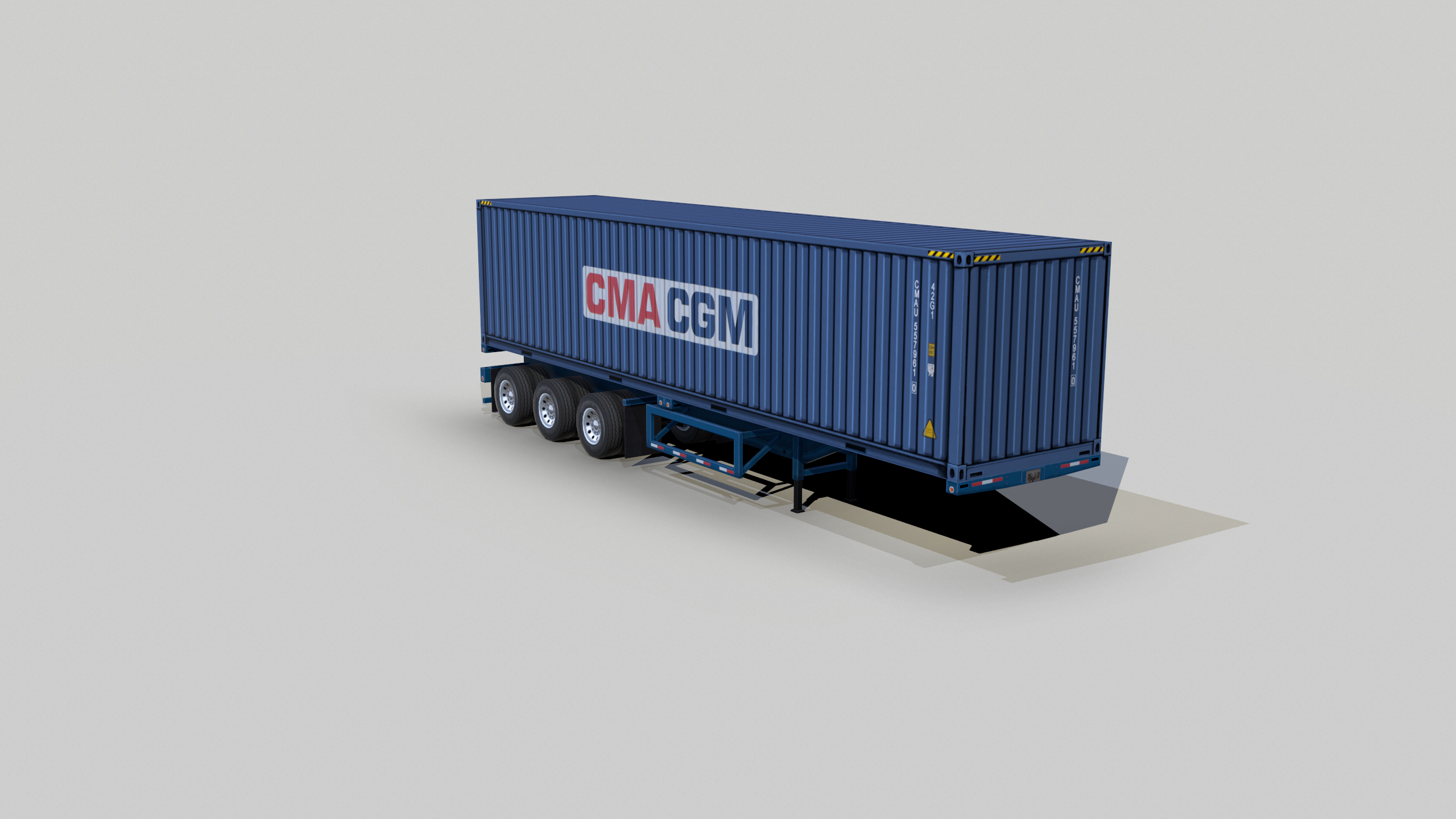 Container 40ft chassis trailer 3D model - TurboSquid 1502745