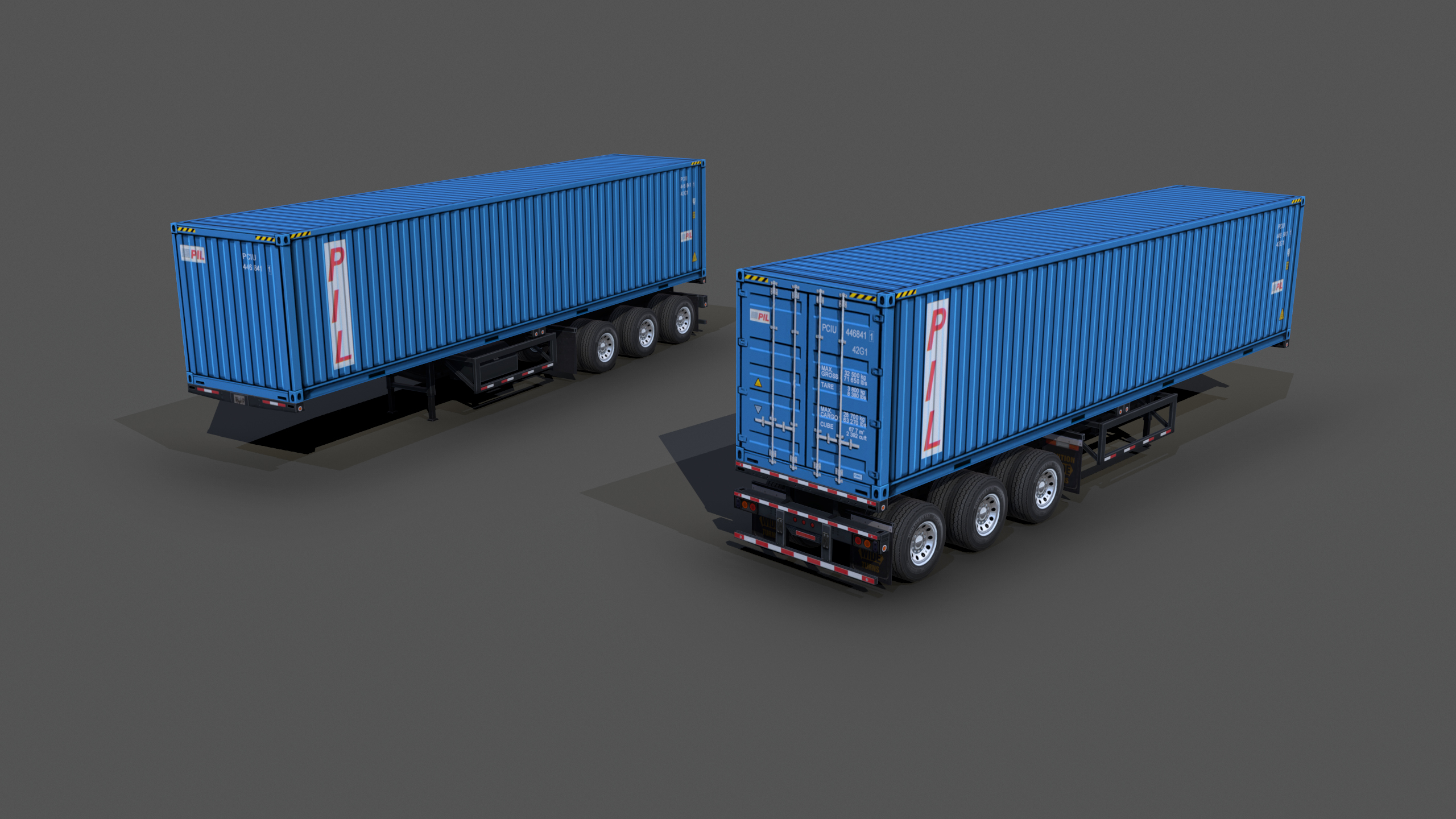 Container 40ft chassis trailer 3D model - TurboSquid 1502745