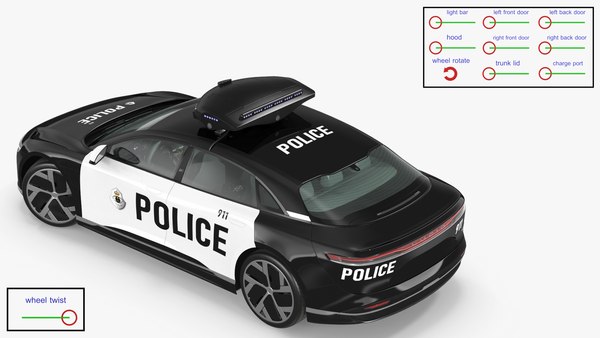 modelo 3d Coche de policía eléctrico Lucid Air con plataforma de ...