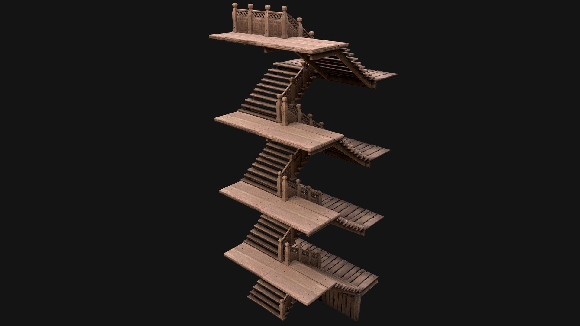 3D Staircase Flights Of Stairs Medieval Pack - TurboSquid 2134301