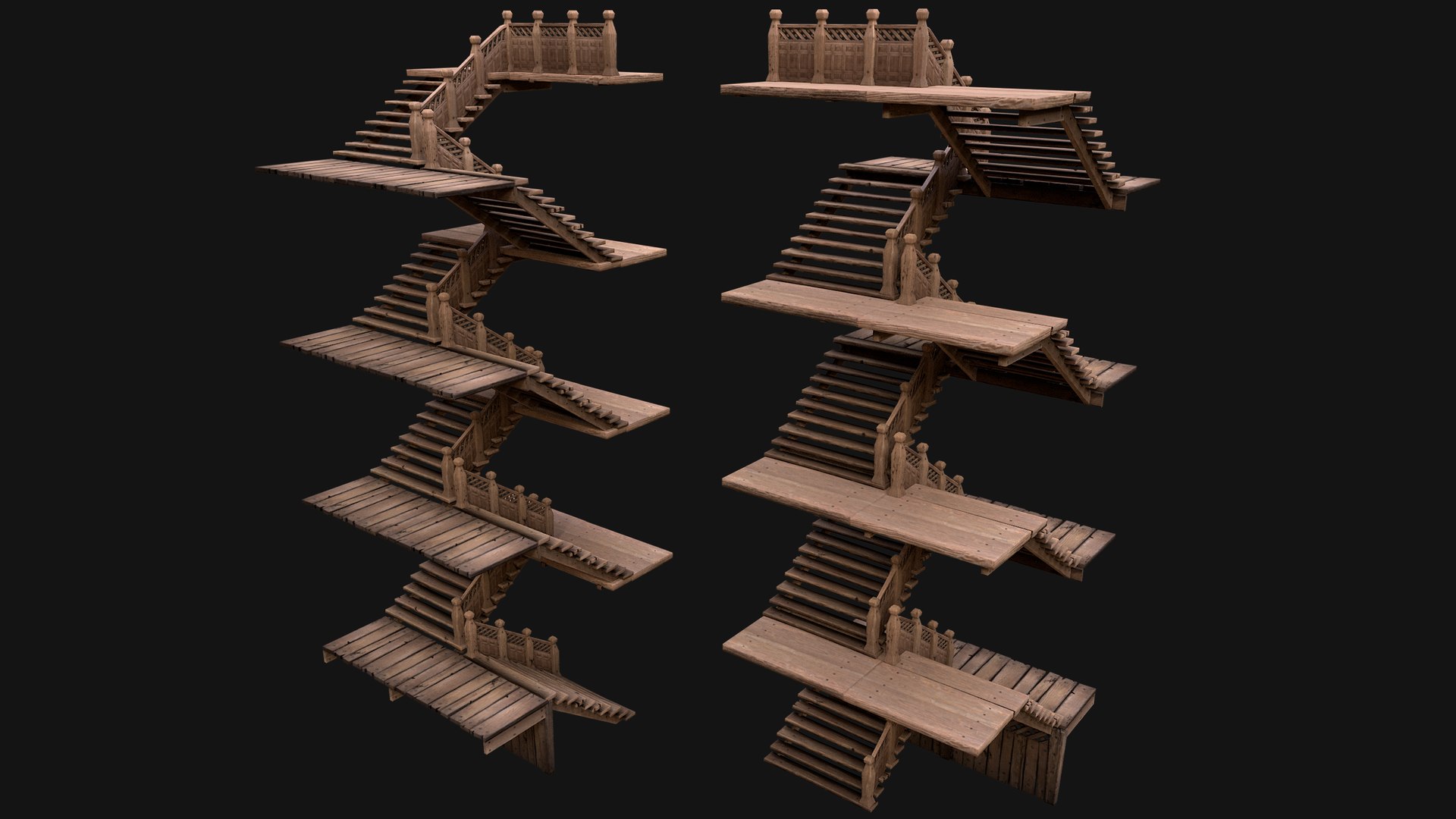 3D Staircase Flights Of Stairs Medieval Pack - TurboSquid 2134301
