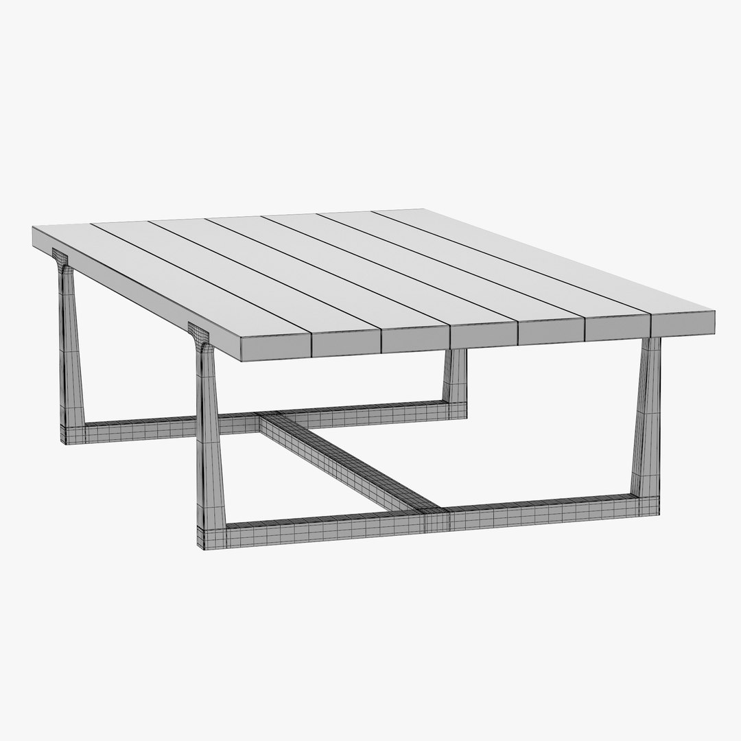 3D T-brace Rectangular Coffee Table - TurboSquid 1460525