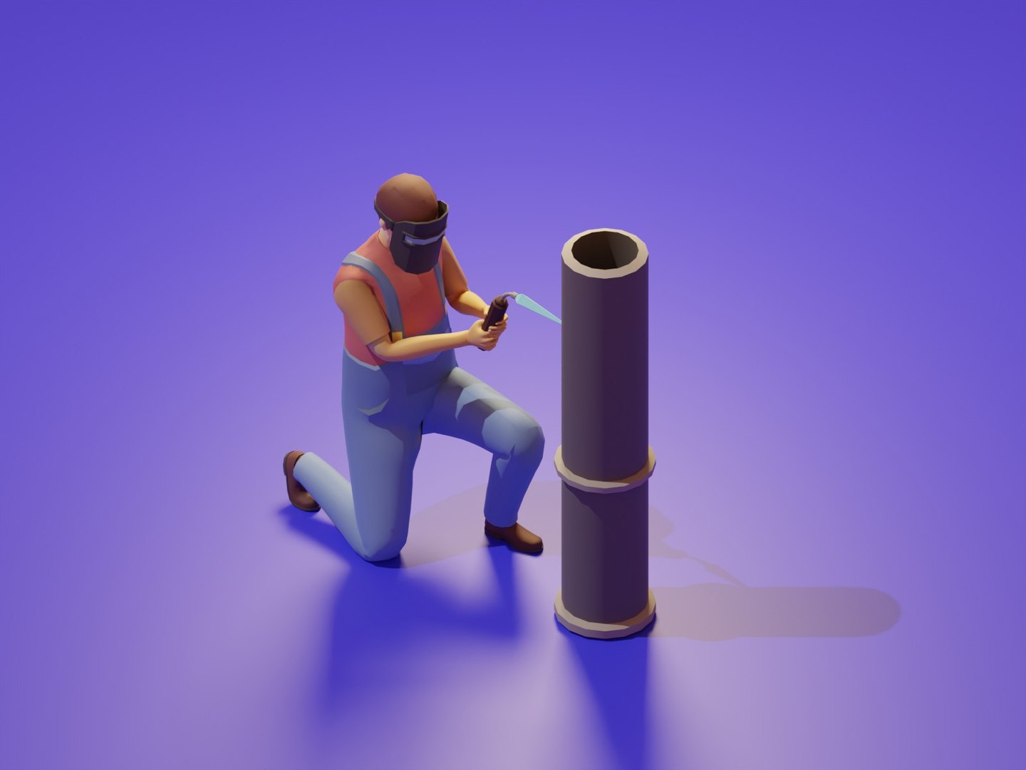 3D Model Low Poly 3D Stylized Character Construction Workers Isometric ...