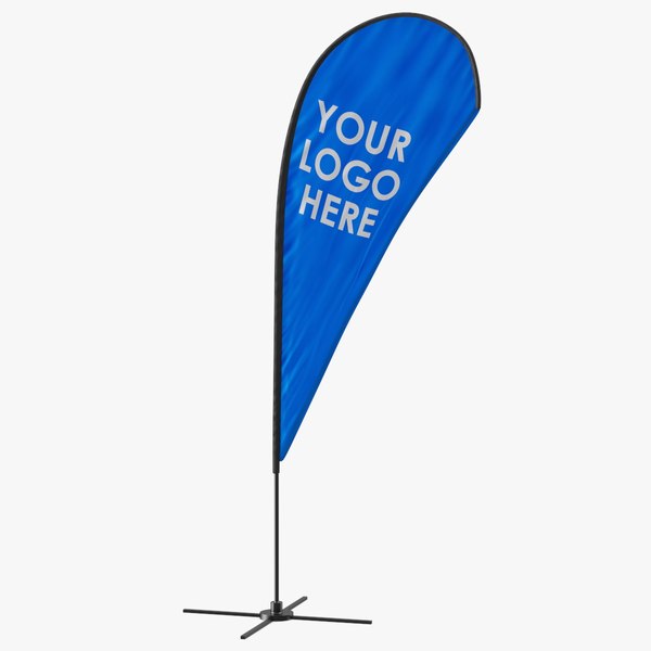 modelo 3d Banner de bandera de plumas promocional personalizable ...
