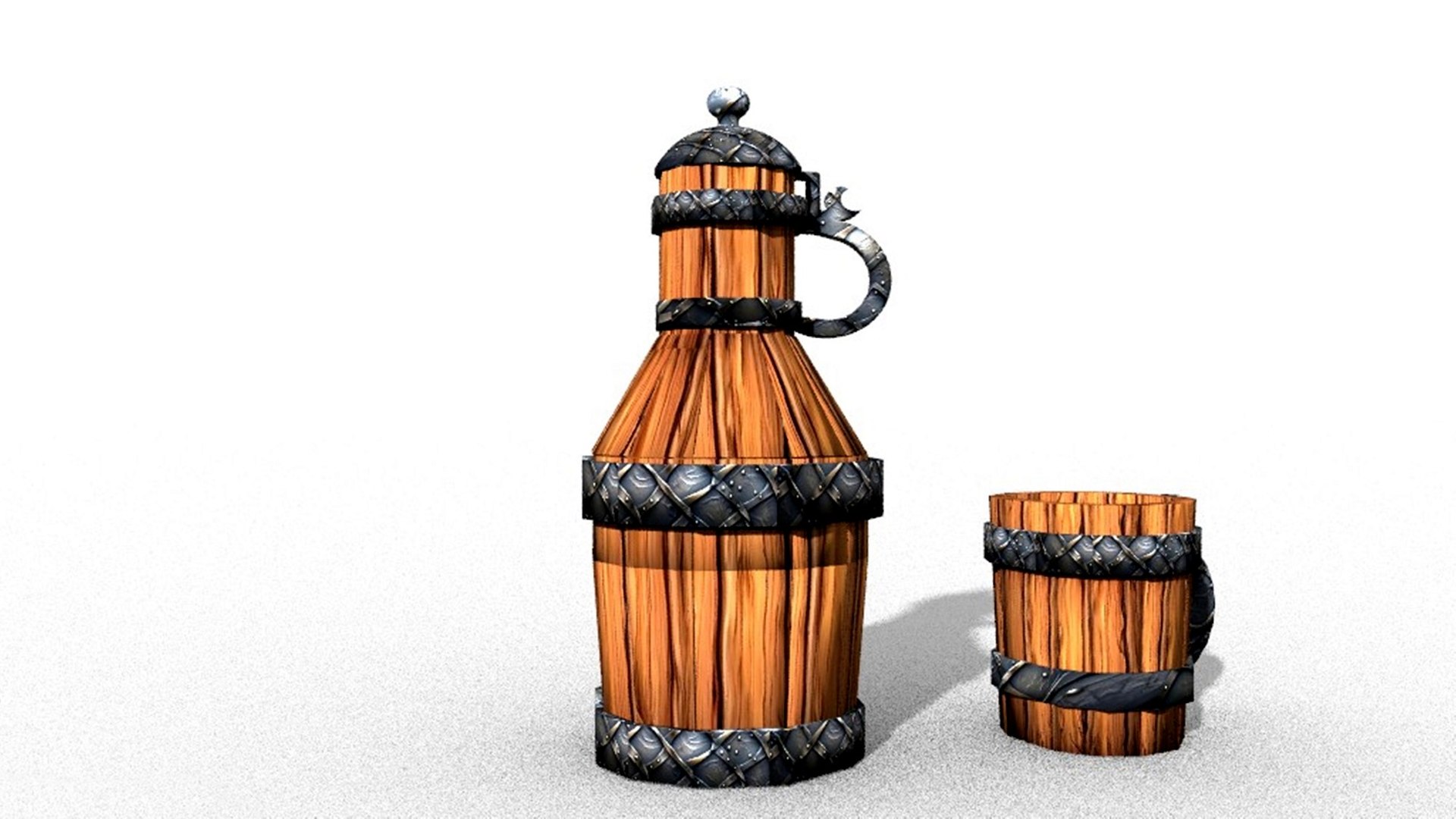 Medieval Cartoon Pitcher And Mug For Tavern 3D Model - TurboSquid 2175919
