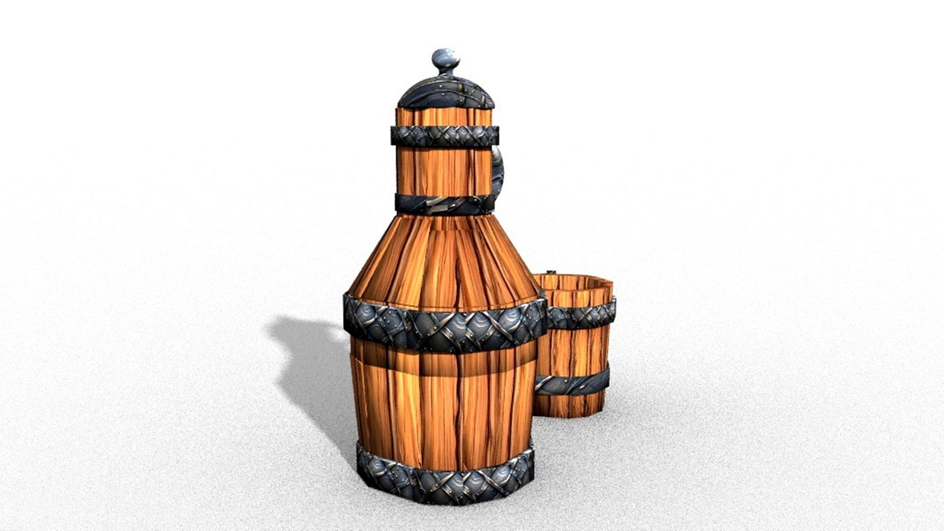 Medieval Cartoon Pitcher And Mug For Tavern 3D Model - TurboSquid 2175919