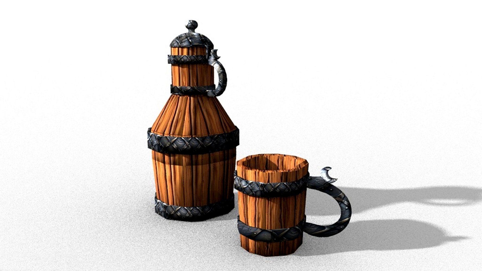 Medieval Cartoon Pitcher And Mug For Tavern 3D Model - TurboSquid 2175919