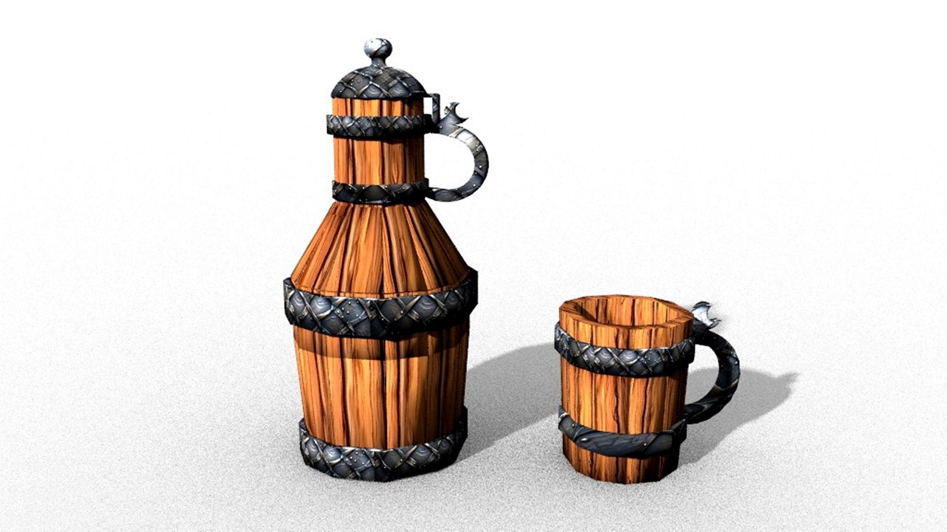 Medieval Cartoon Pitcher And Mug For Tavern 3D Model - TurboSquid 2175919