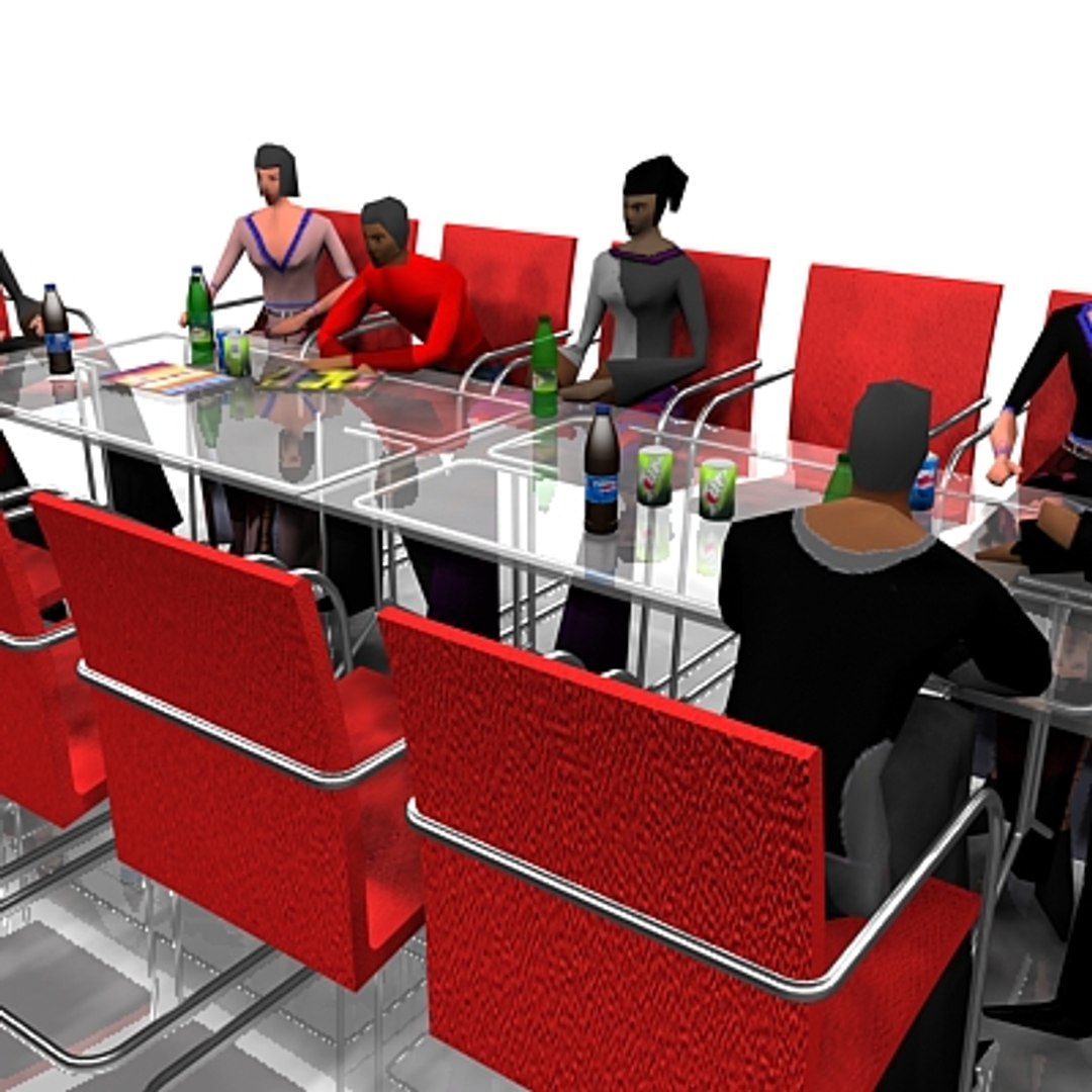 3d Conference Table Seated People