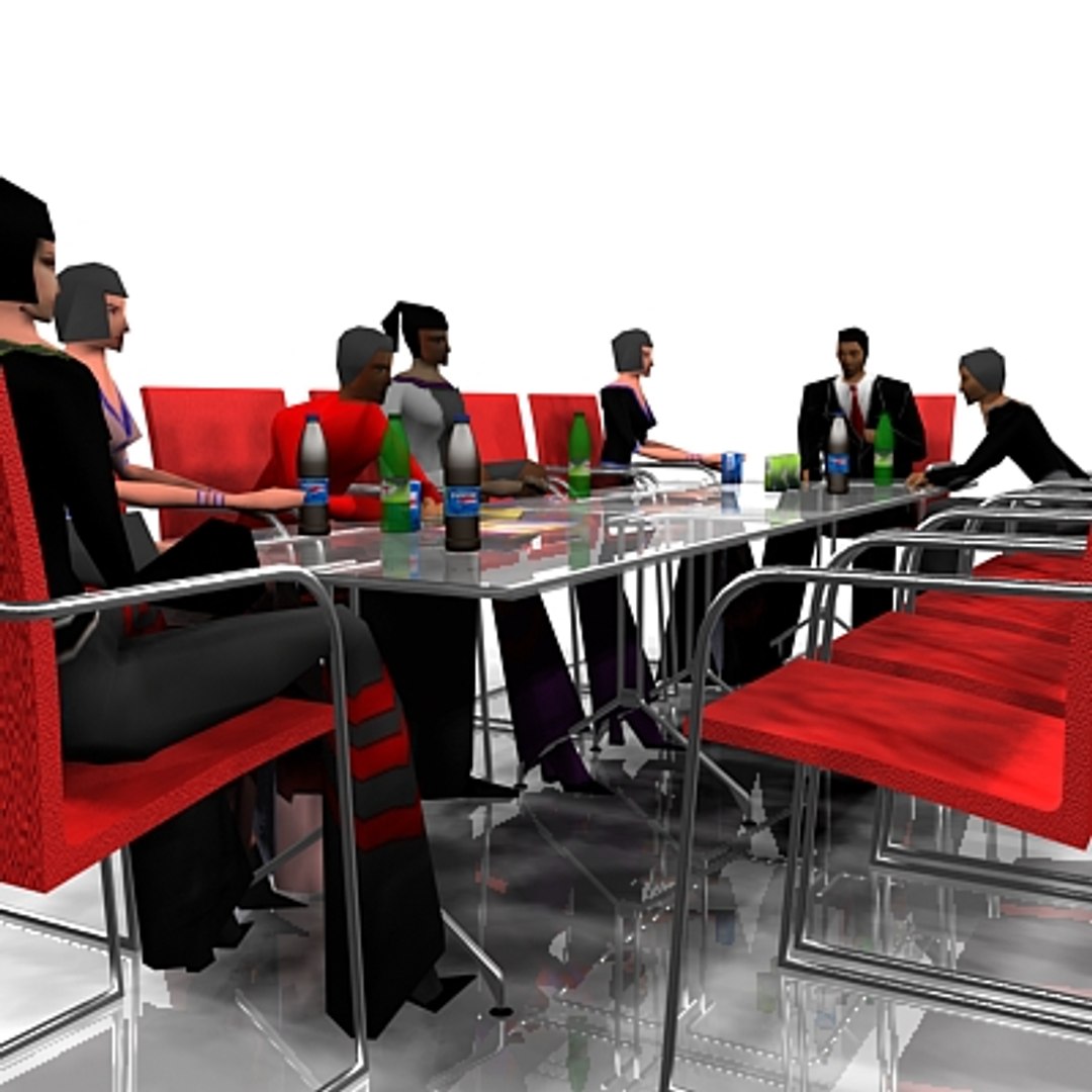 3d Conference Table Seated People