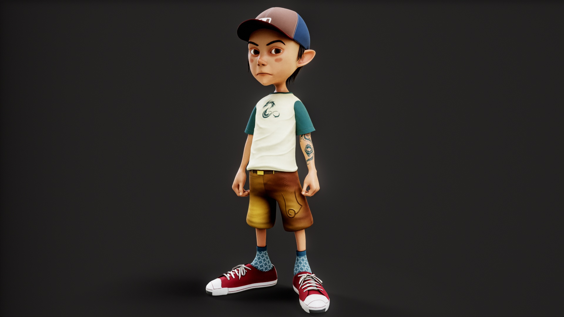 3D Cartoon Boy Character Rigging Facial Expressions Low-poly VR AR Low ...