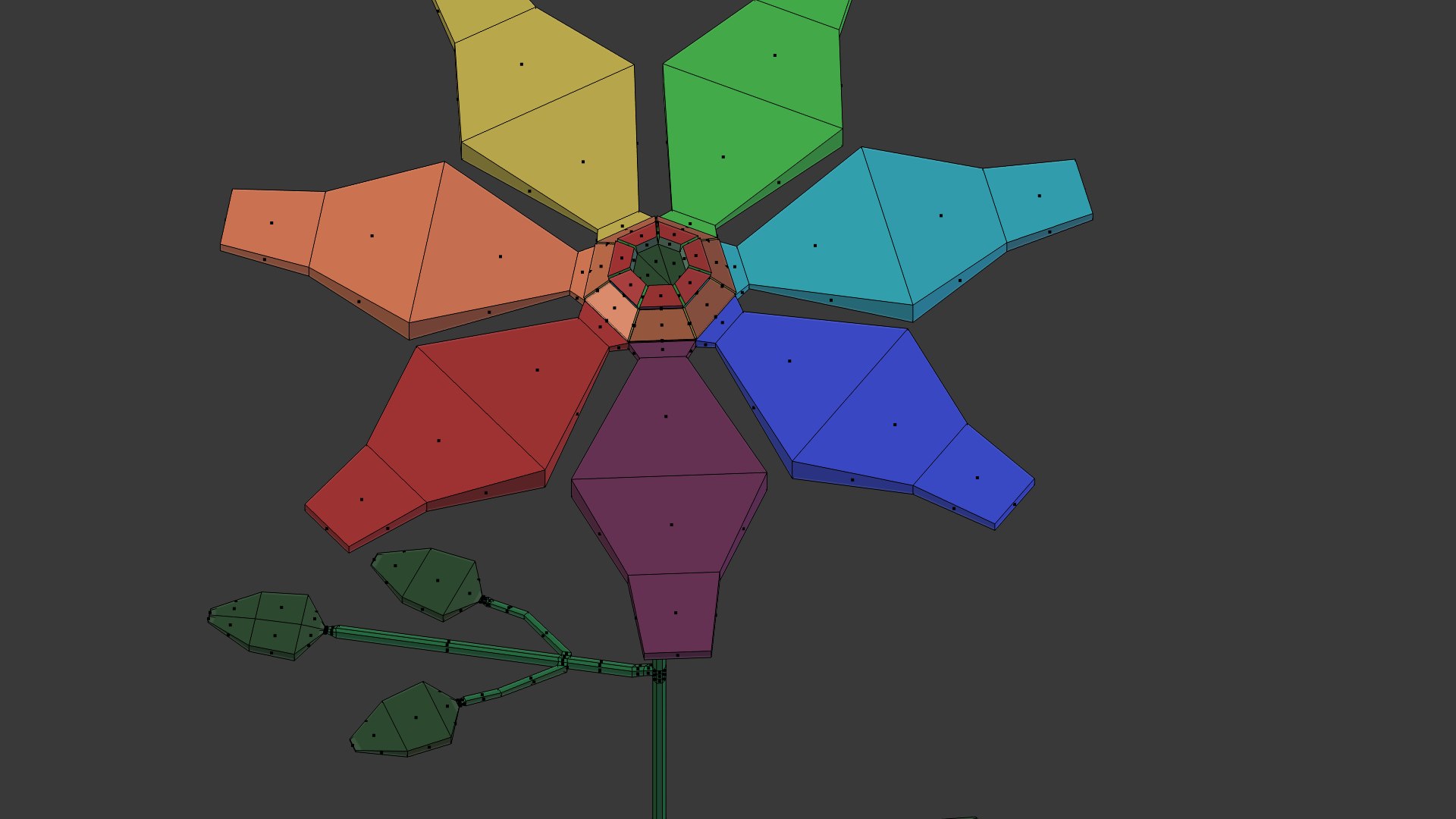 Rainbow Flower 3d Model