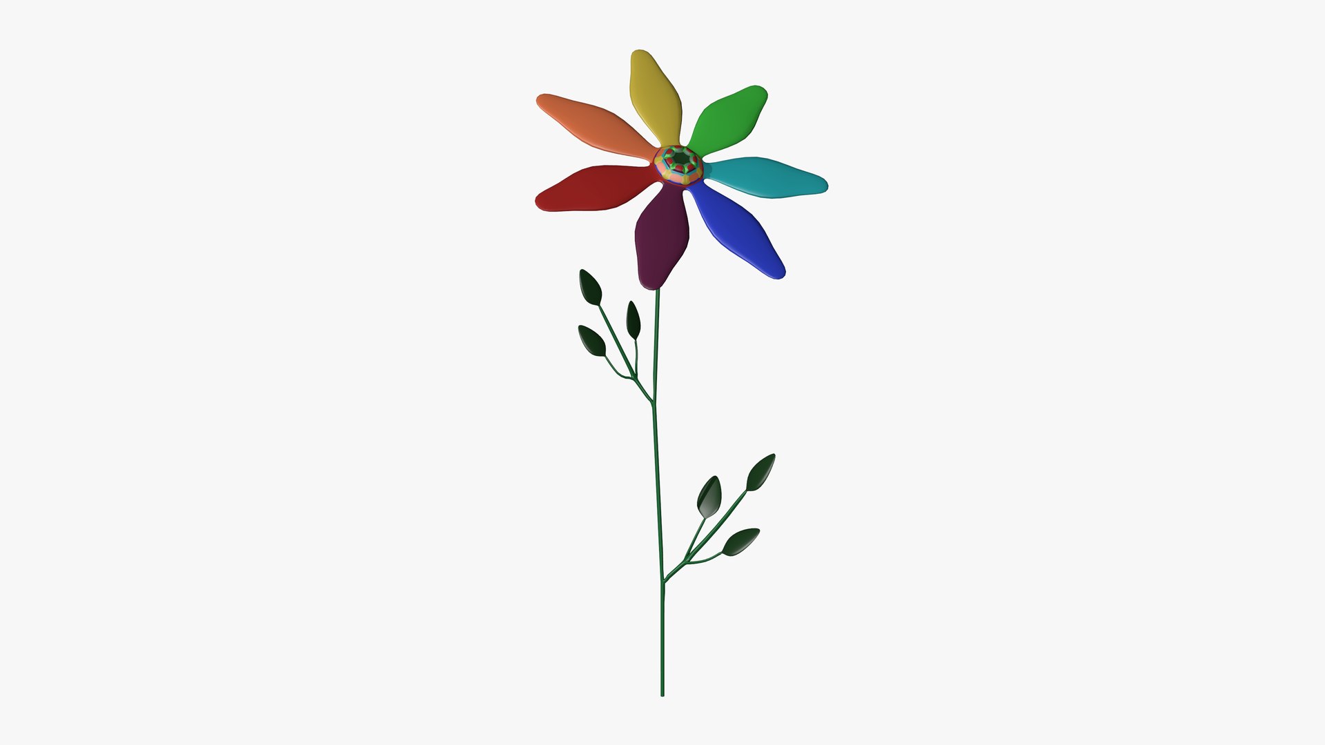 Rainbow Flower 3d Model