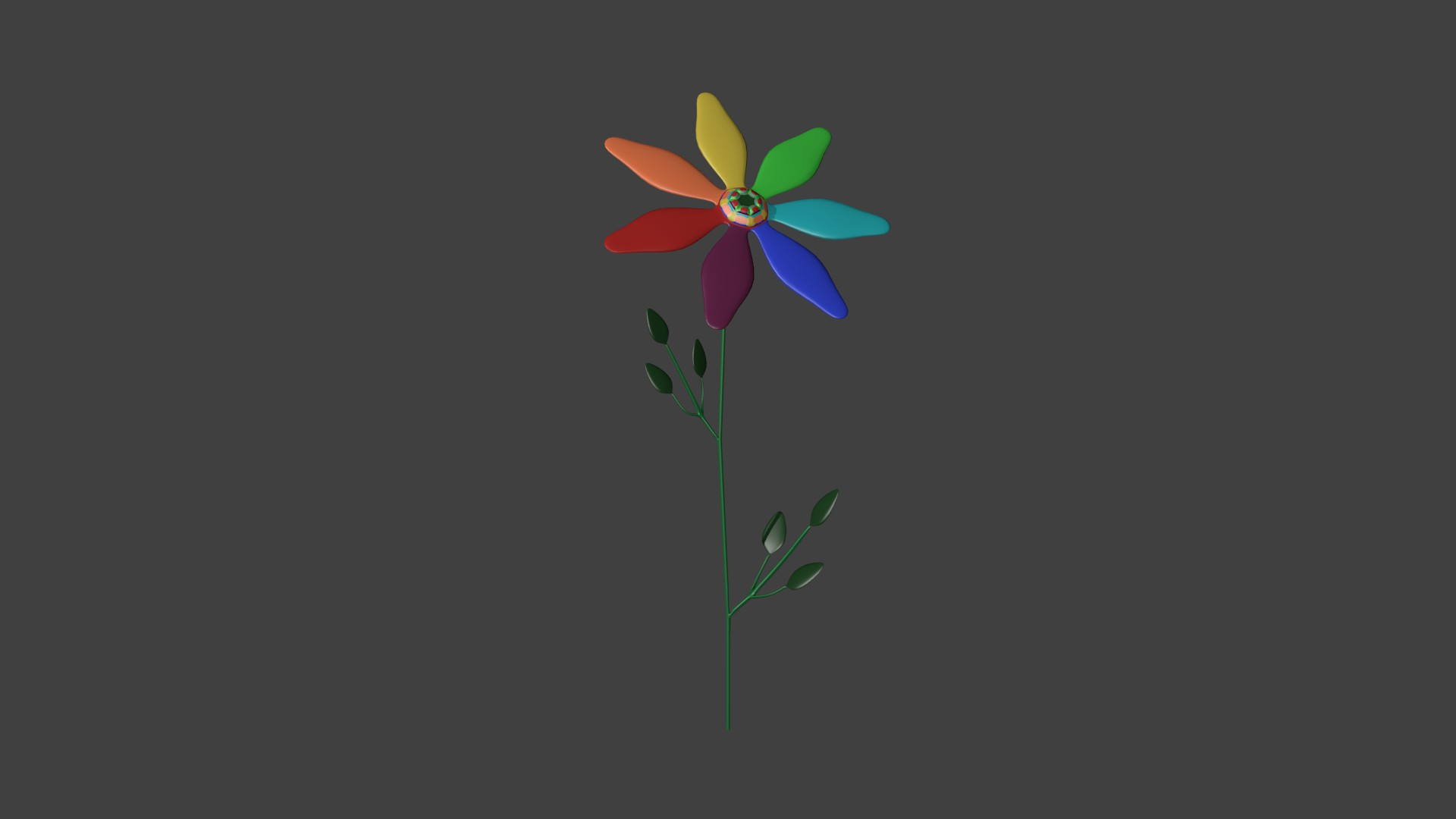 Rainbow Flower 3d Model