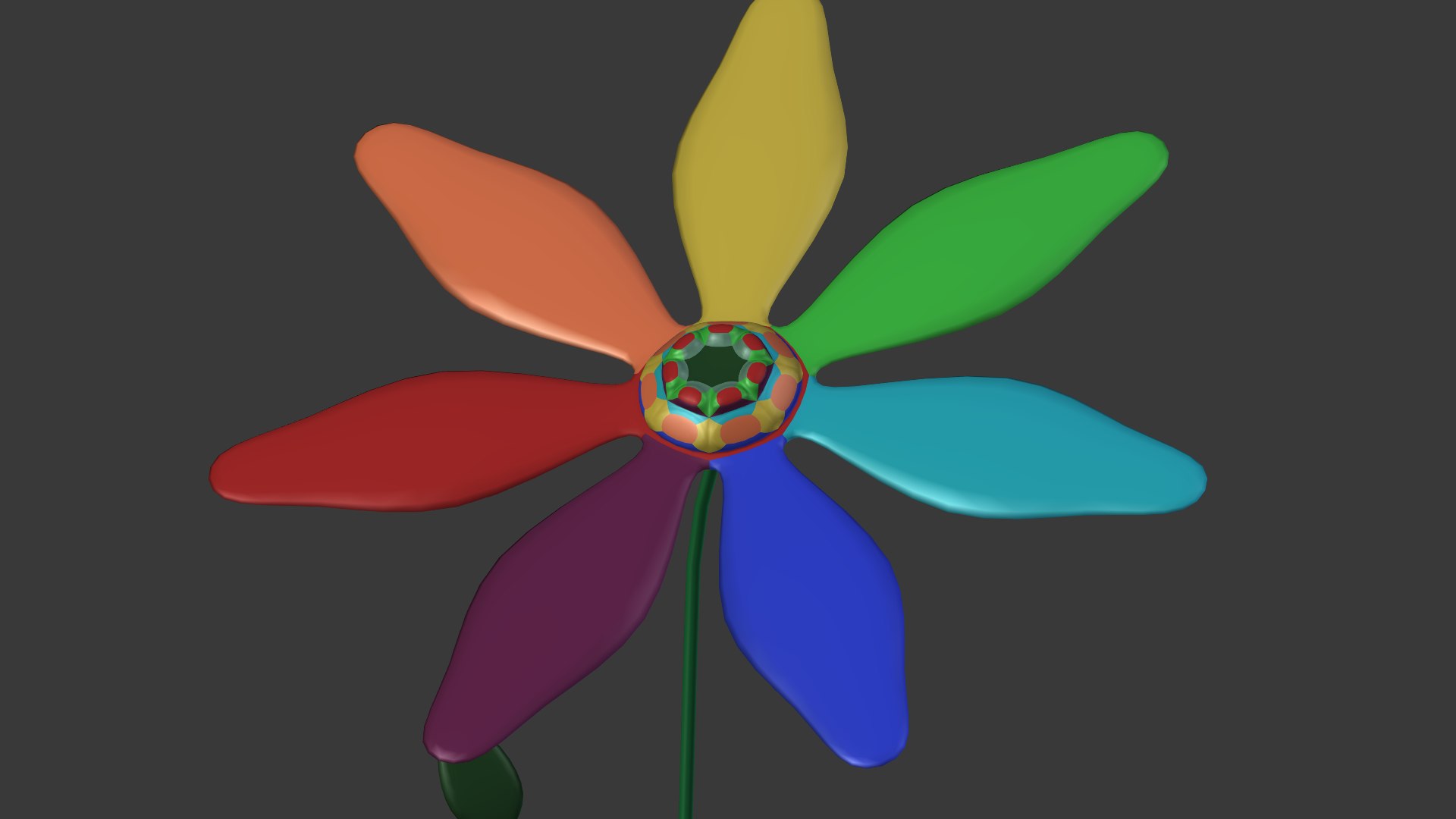 Rainbow Flower 3d Model