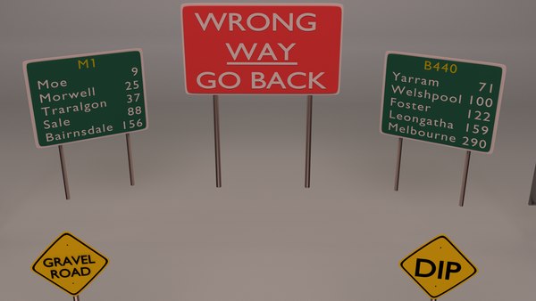 36 traffic signs road 3d model