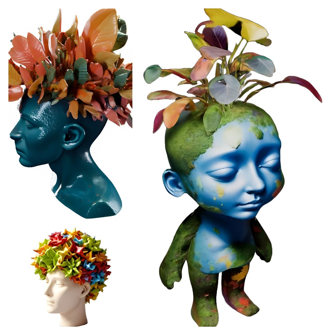 3D Blooming Minds Collection - Artistic Head Planters - TurboSquid 2296658