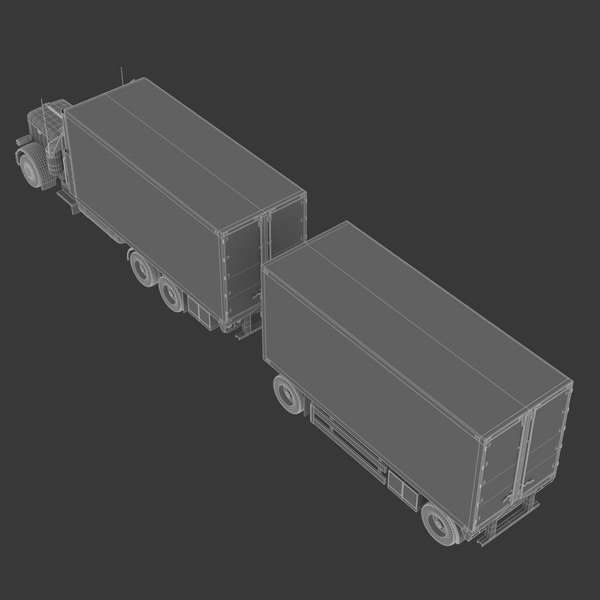 modelo 3d Camion Caja Con Remolque - TurboSquid 1337558