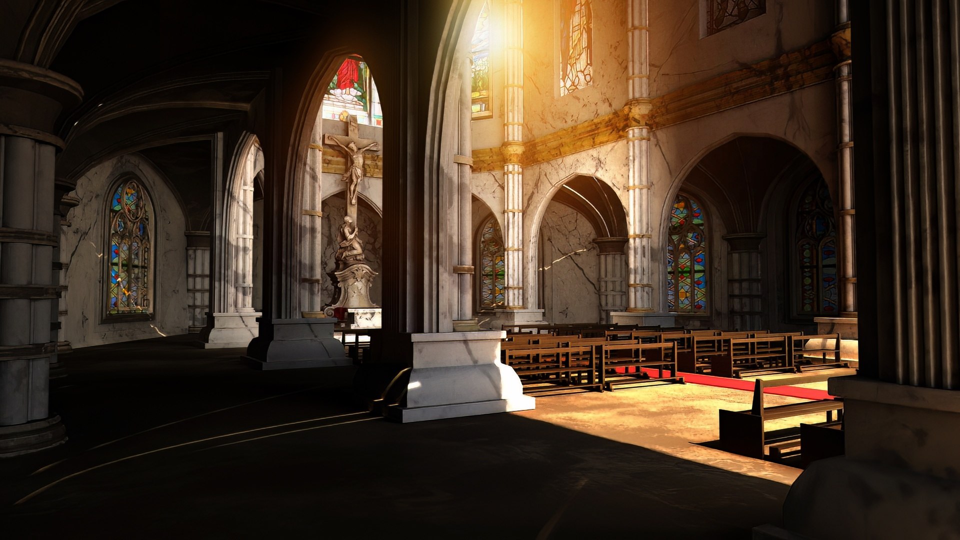 3D Church Interior Set Model Model - TurboSquid 2390382