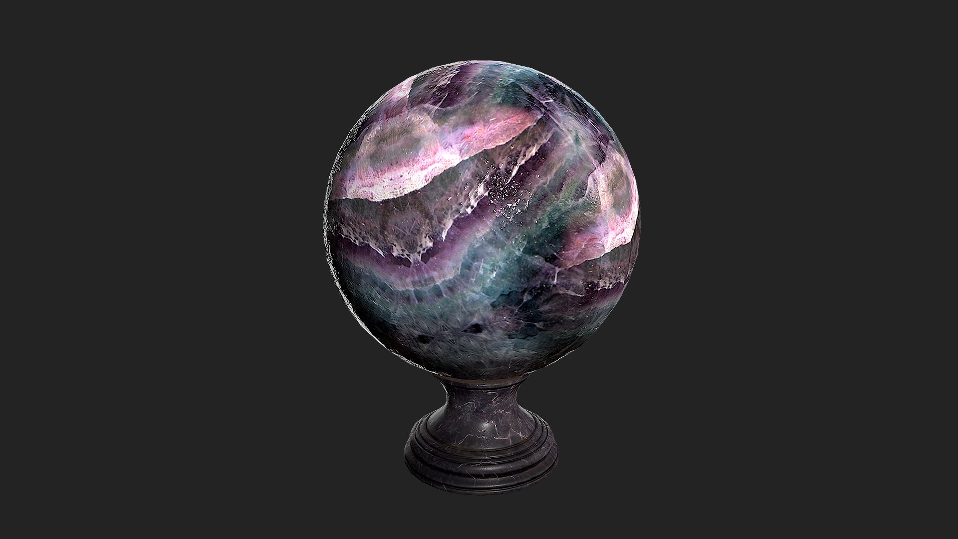 3D Fortune teller Black Mineral Crystal Ball model - TurboSquid 1840029