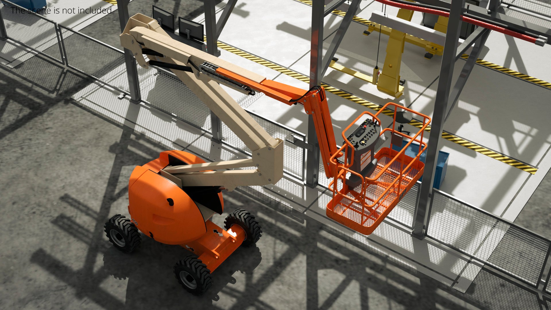 Telescopic Arm Work Platform Lift Orange Rigged For Maya Model ...