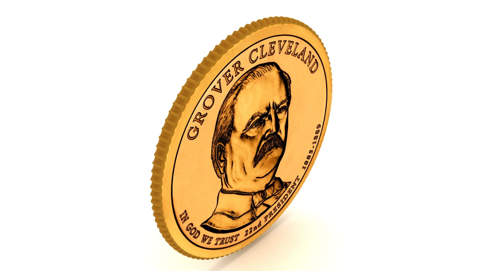 3D 22nd PRESIDENT Grover Cleveland Presidential 1 Coin - TurboSquid 2547451
