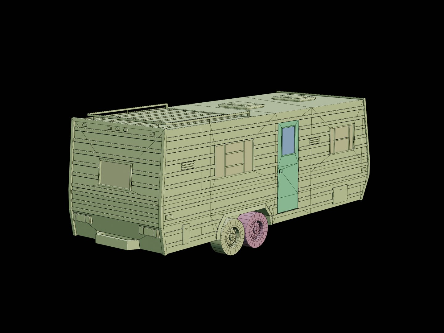3D Big Camper Trailer Classic Stylized Model - TurboSquid 2016902