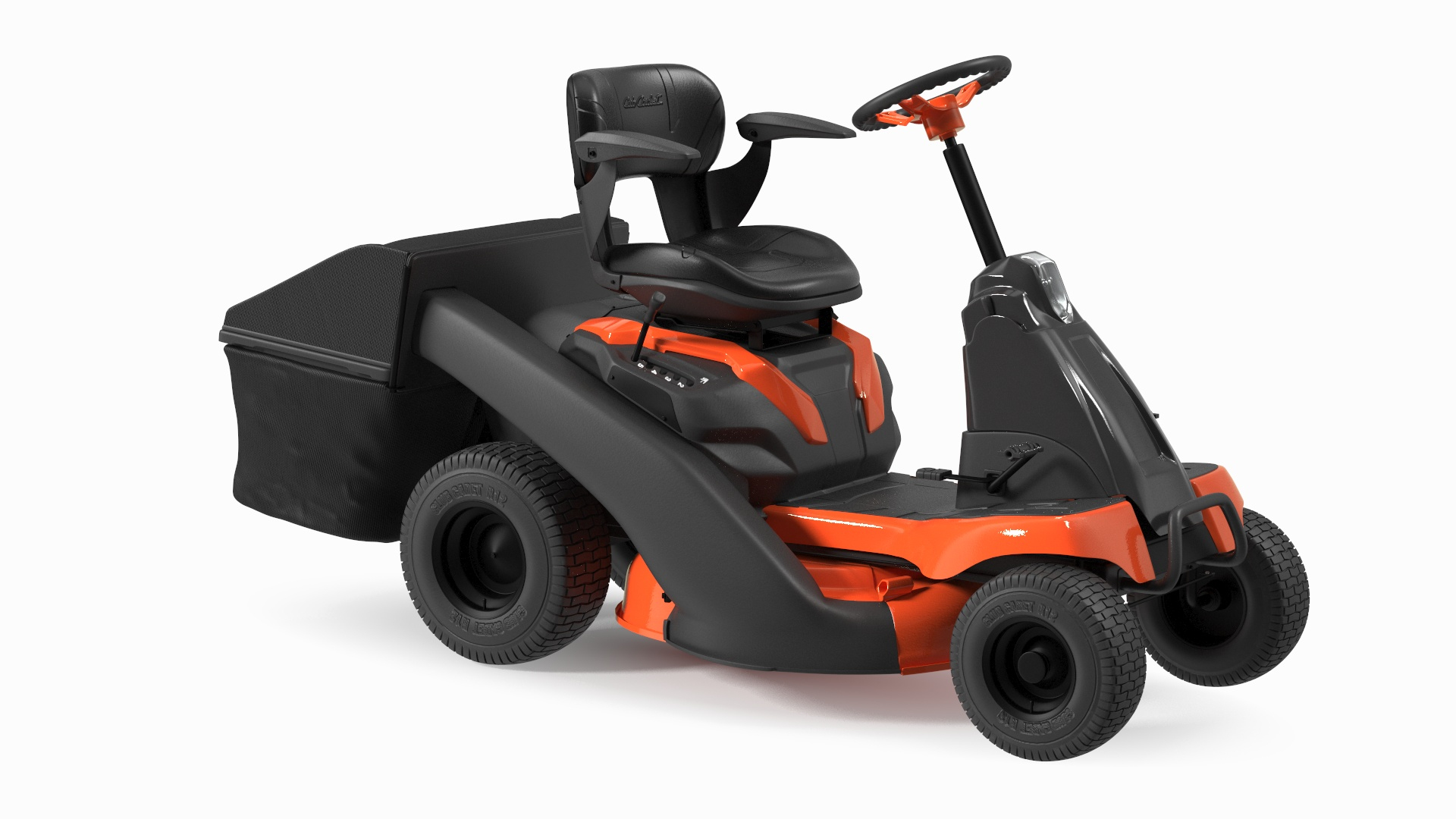 3D Electric Rider Lawn-Mower Orange With Grass Collection Bag Model ...
