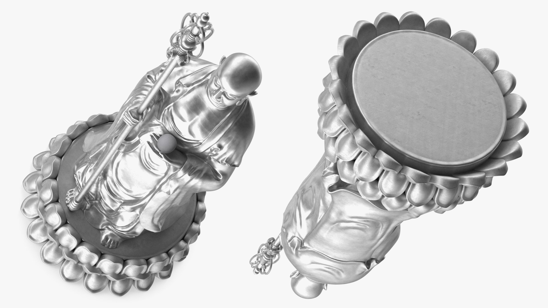 Silver Dizang Buddha Sculpture 3D Model - TurboSquid 2146033