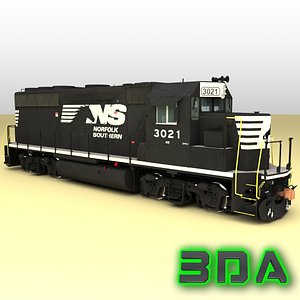 3d Emd Gp40-2 Railroad Engines Model