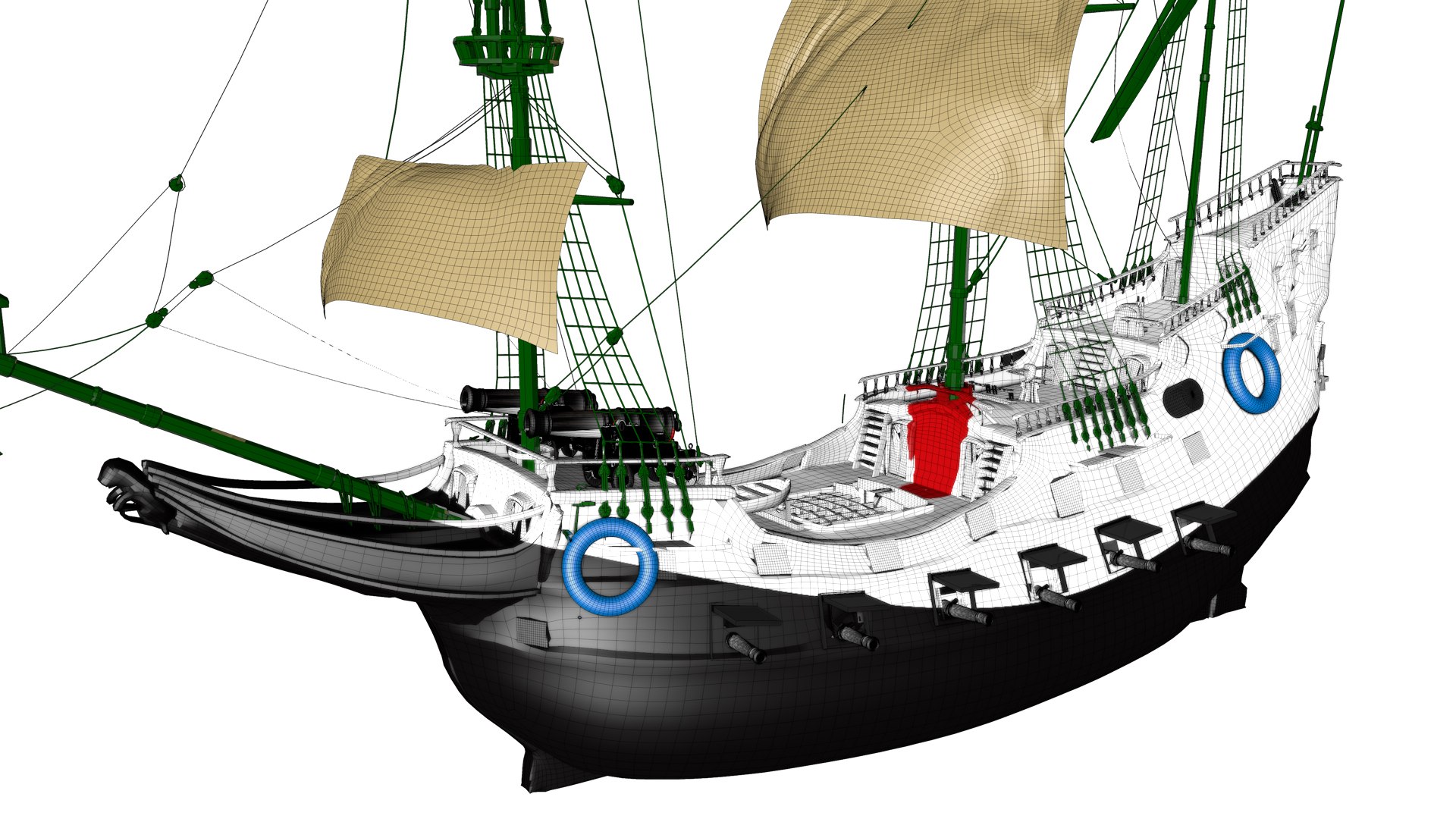 Dutch Ship With Cannon 3D Model - TurboSquid 2133981