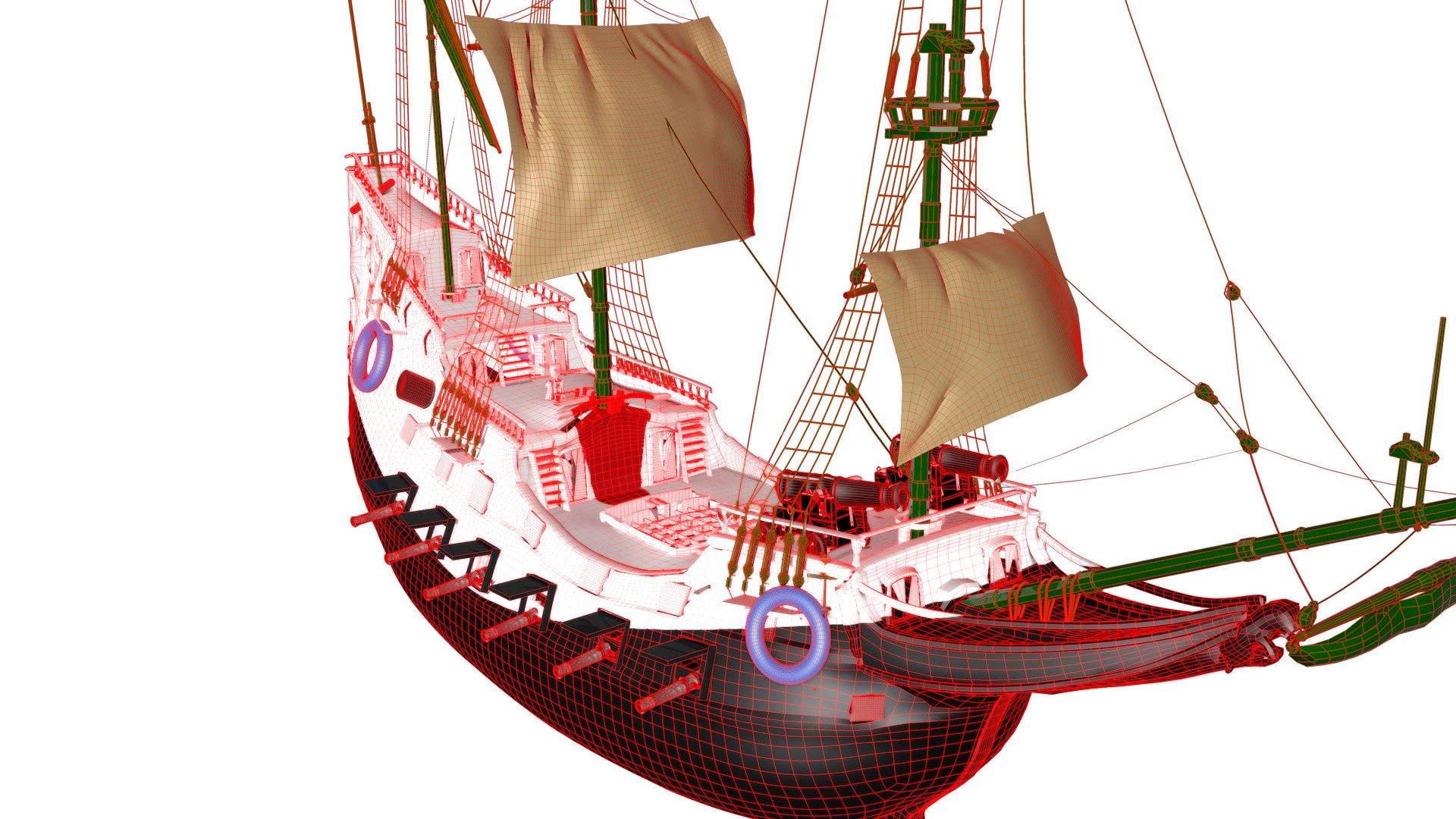 Dutch Ship With Cannon 3D Model - TurboSquid 2133981