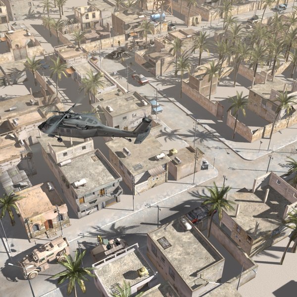3d arab town war scenario