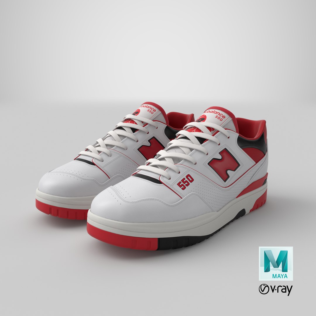 3D New Balance 550 Red - TurboSquid 1975633