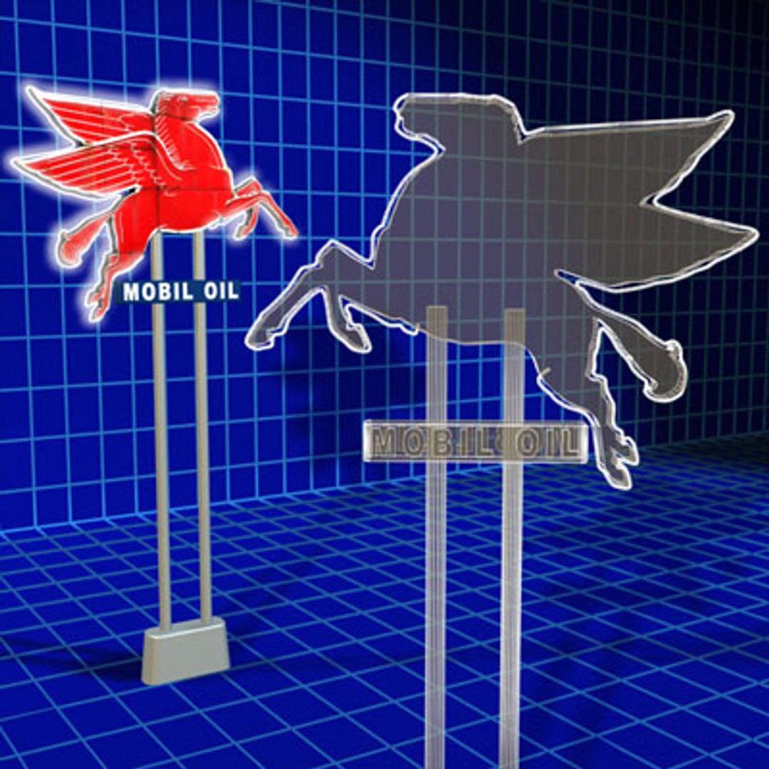 3d Model Mobil Sign Oil Gas Station