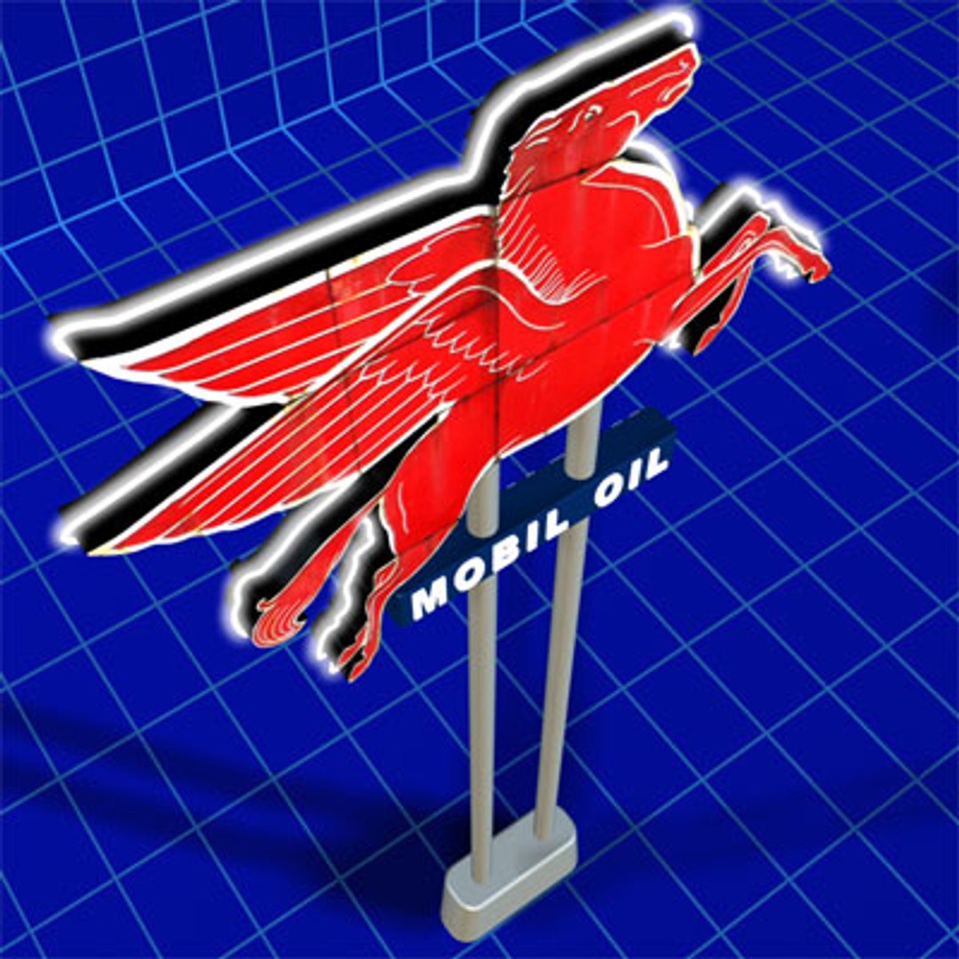 3d Model Mobil Sign Oil Gas Station