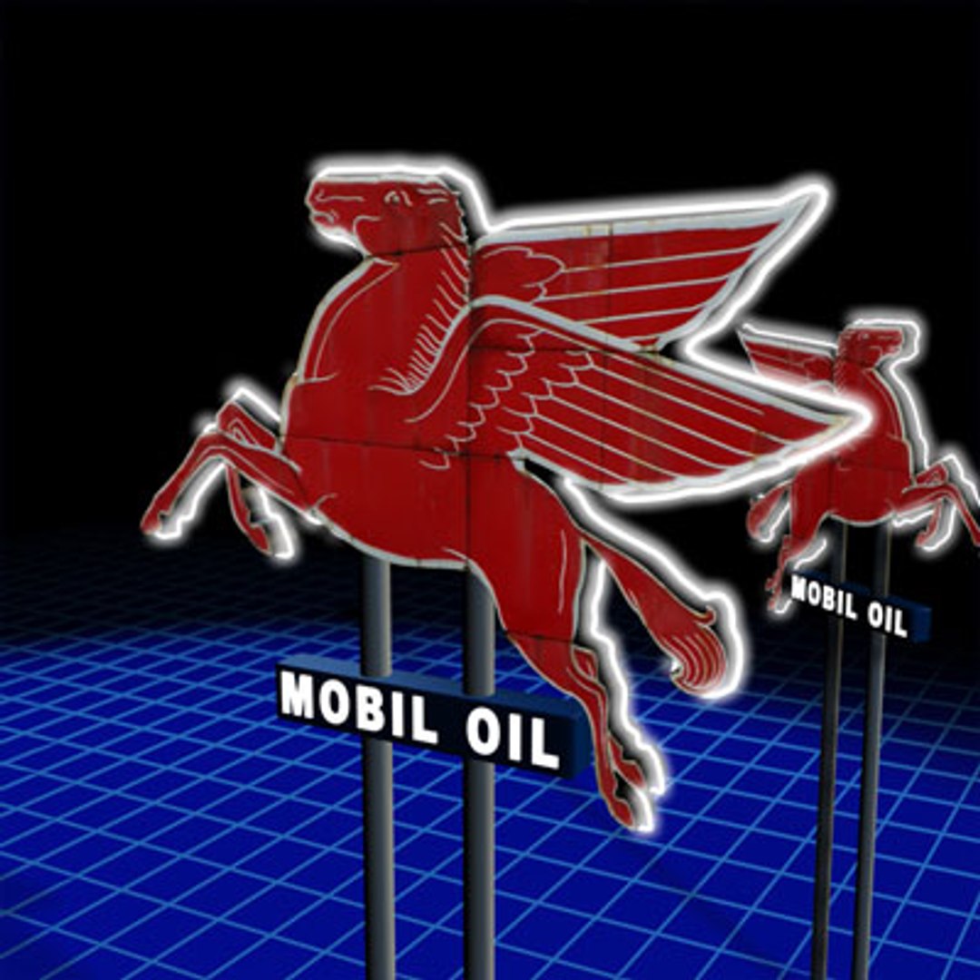3d Model Mobil Sign Oil Gas Station