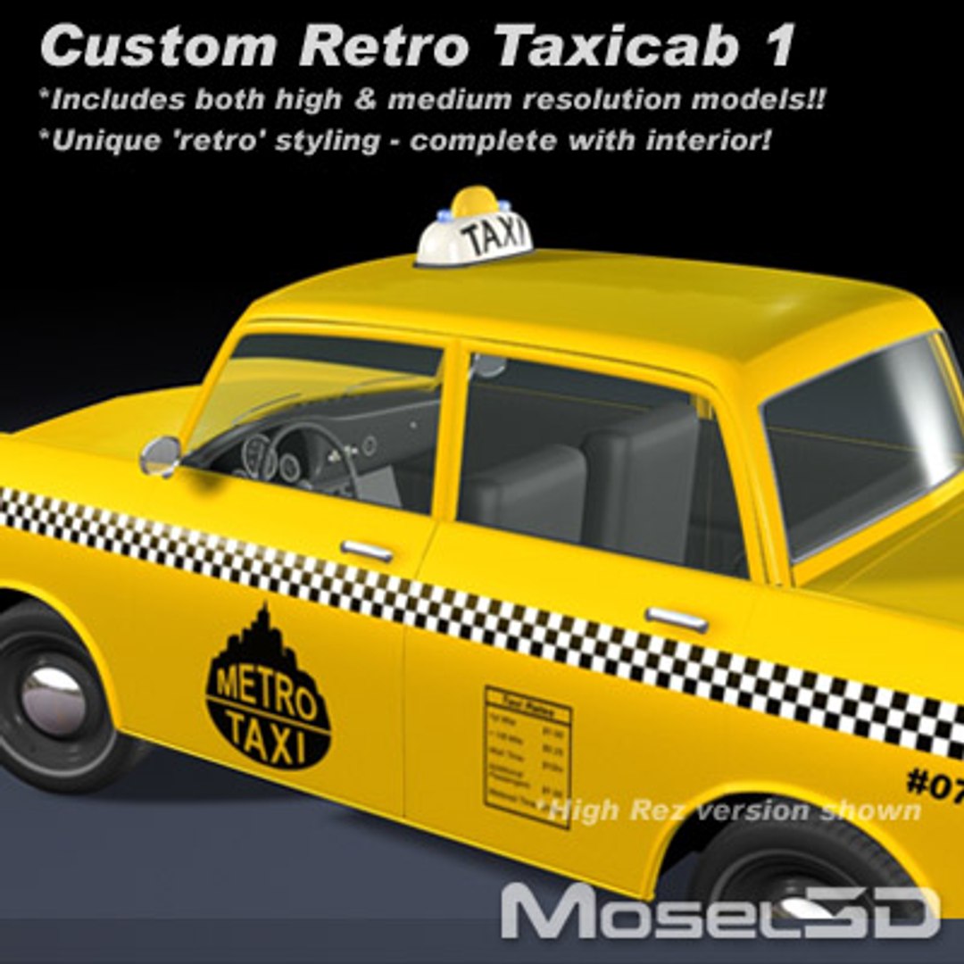 Taxicab Car Retro 3d Model