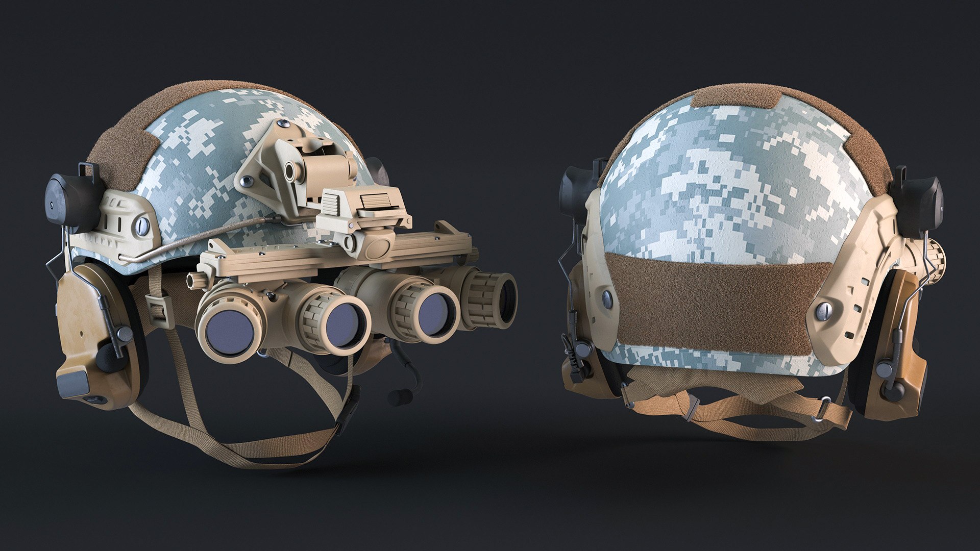 Helmet With Night Vision Goggles Grey Camo Fur 3D Model - TurboSquid ...