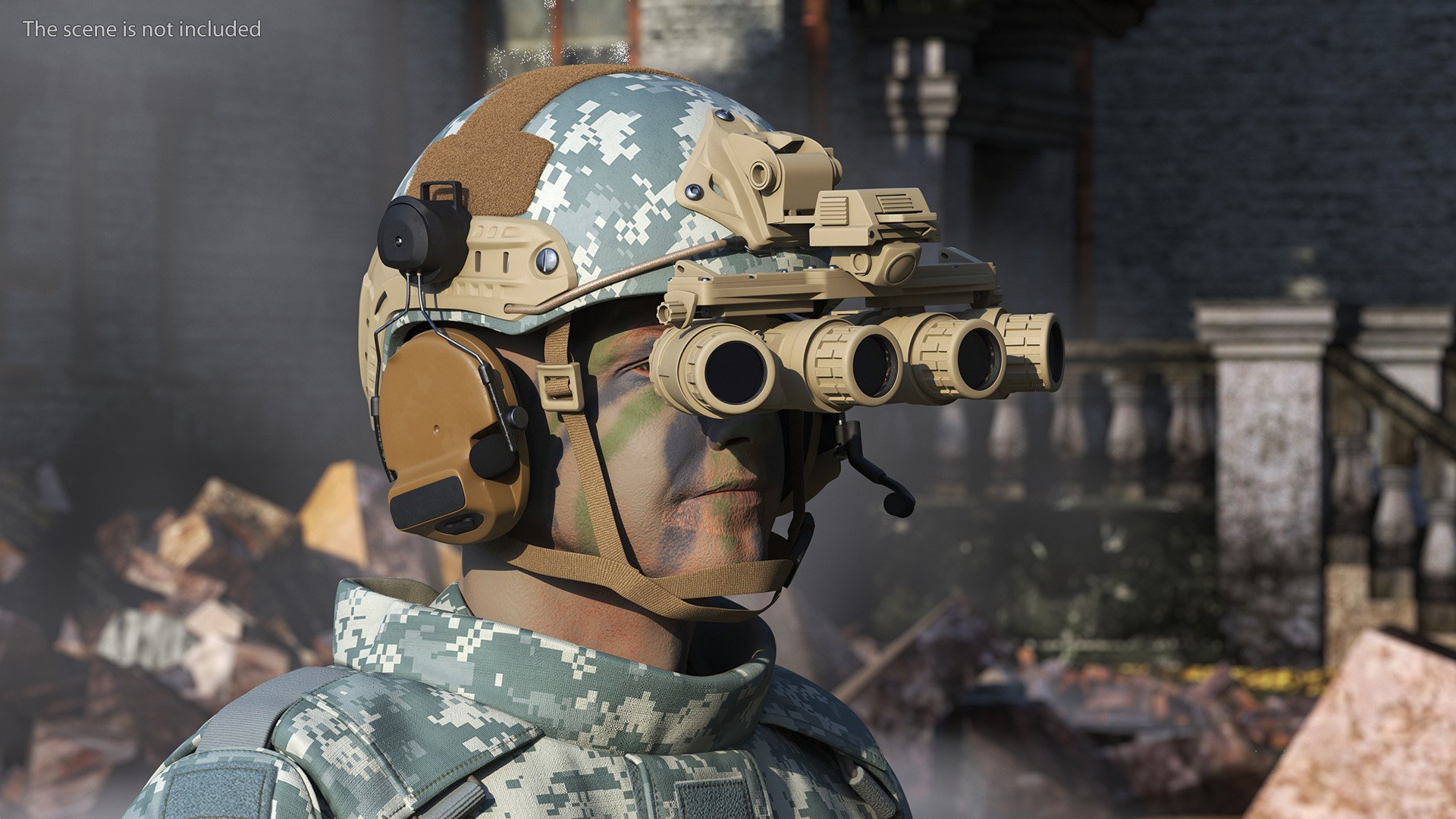Helmet With Night Vision Goggles Grey Camo Fur 3D Model - TurboSquid ...