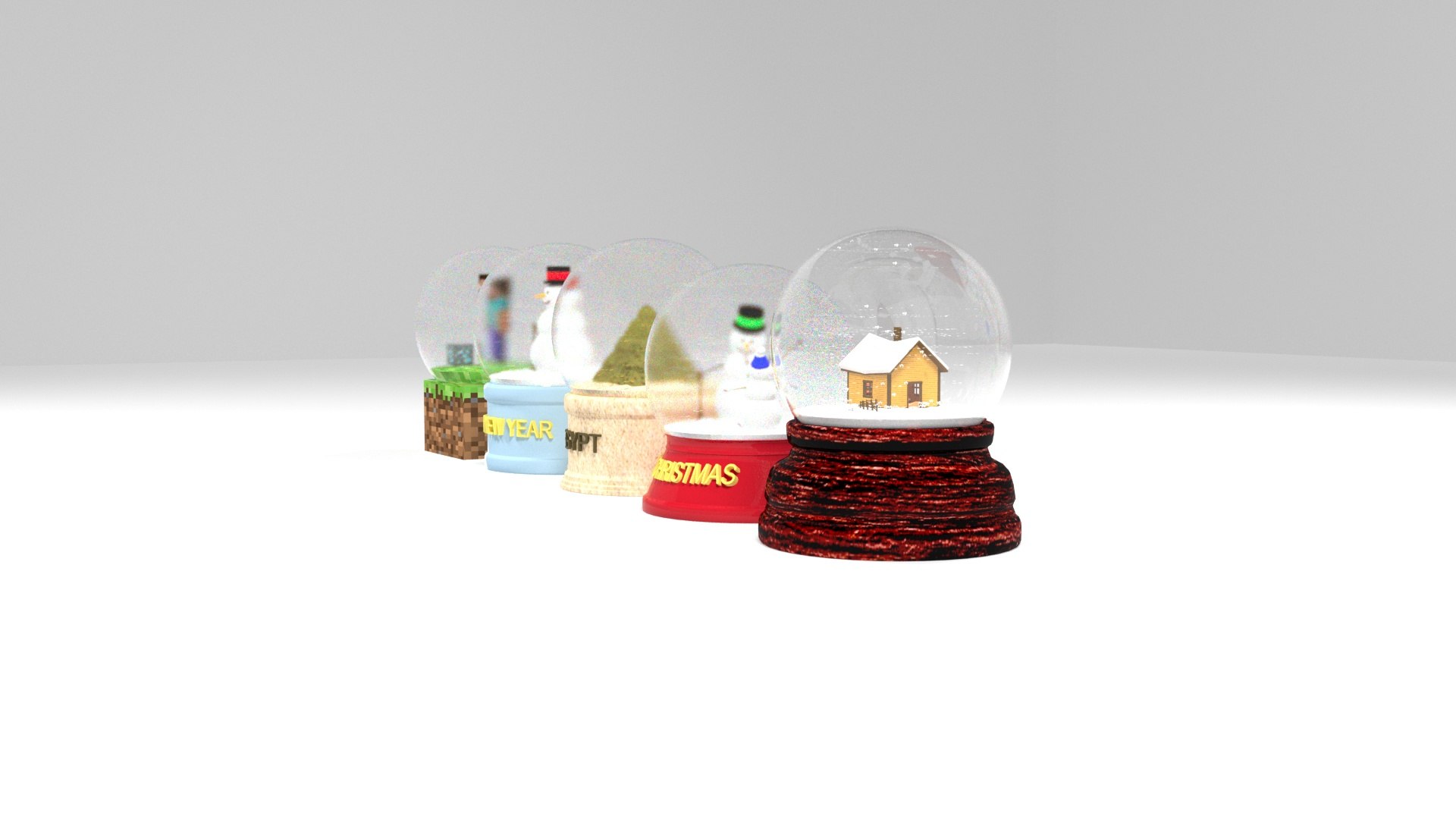 3D 5 Snow Globes - TurboSquid 1996516