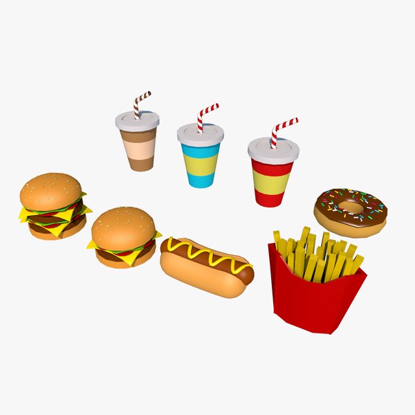 Low Poly Fast Food Pack With Burgers and Fries Modelo 3D - TurboSquid ...