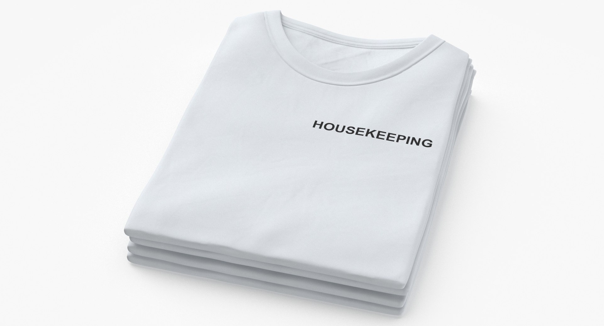 Female Crew Neck Folded Stacked White Housekeeping 01 3D model ...