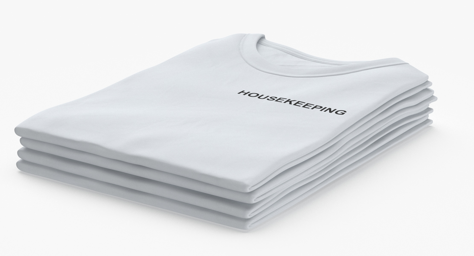 Female Crew Neck Folded Stacked White Housekeeping 01 3D model ...