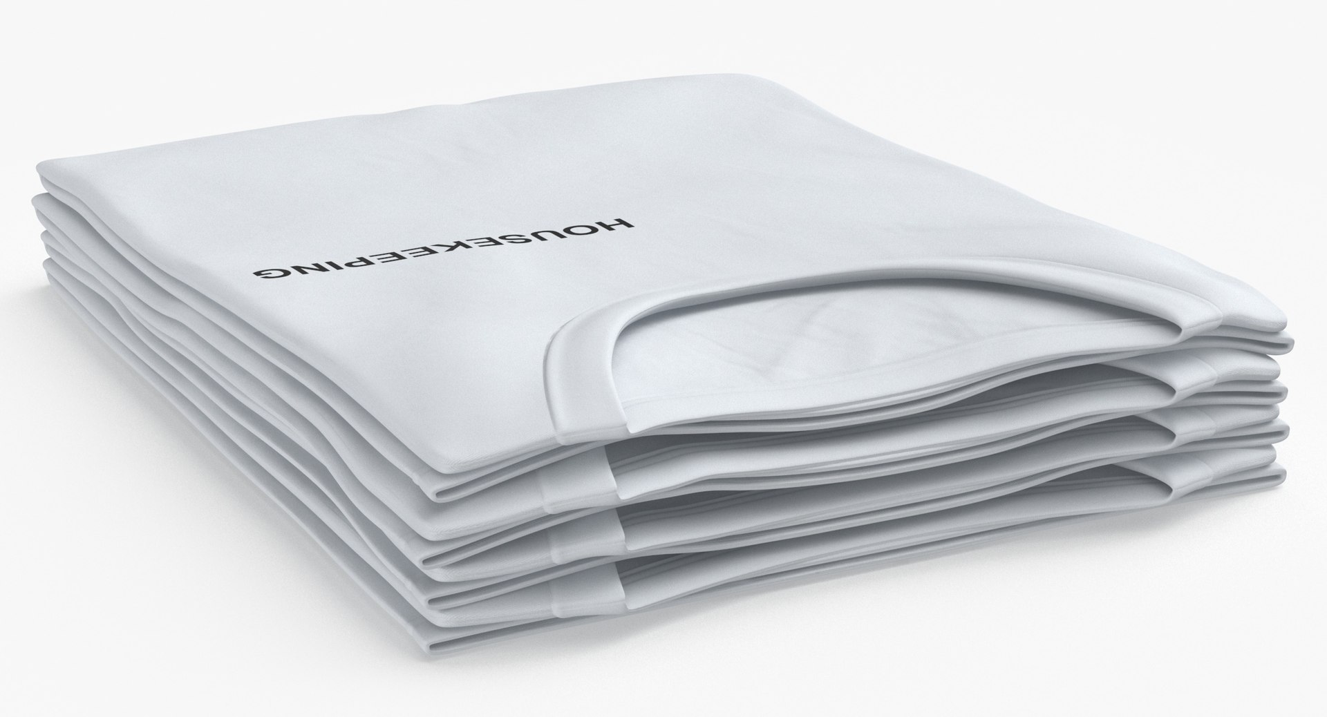 Female Crew Neck Folded Stacked White Housekeeping 01 3D model ...