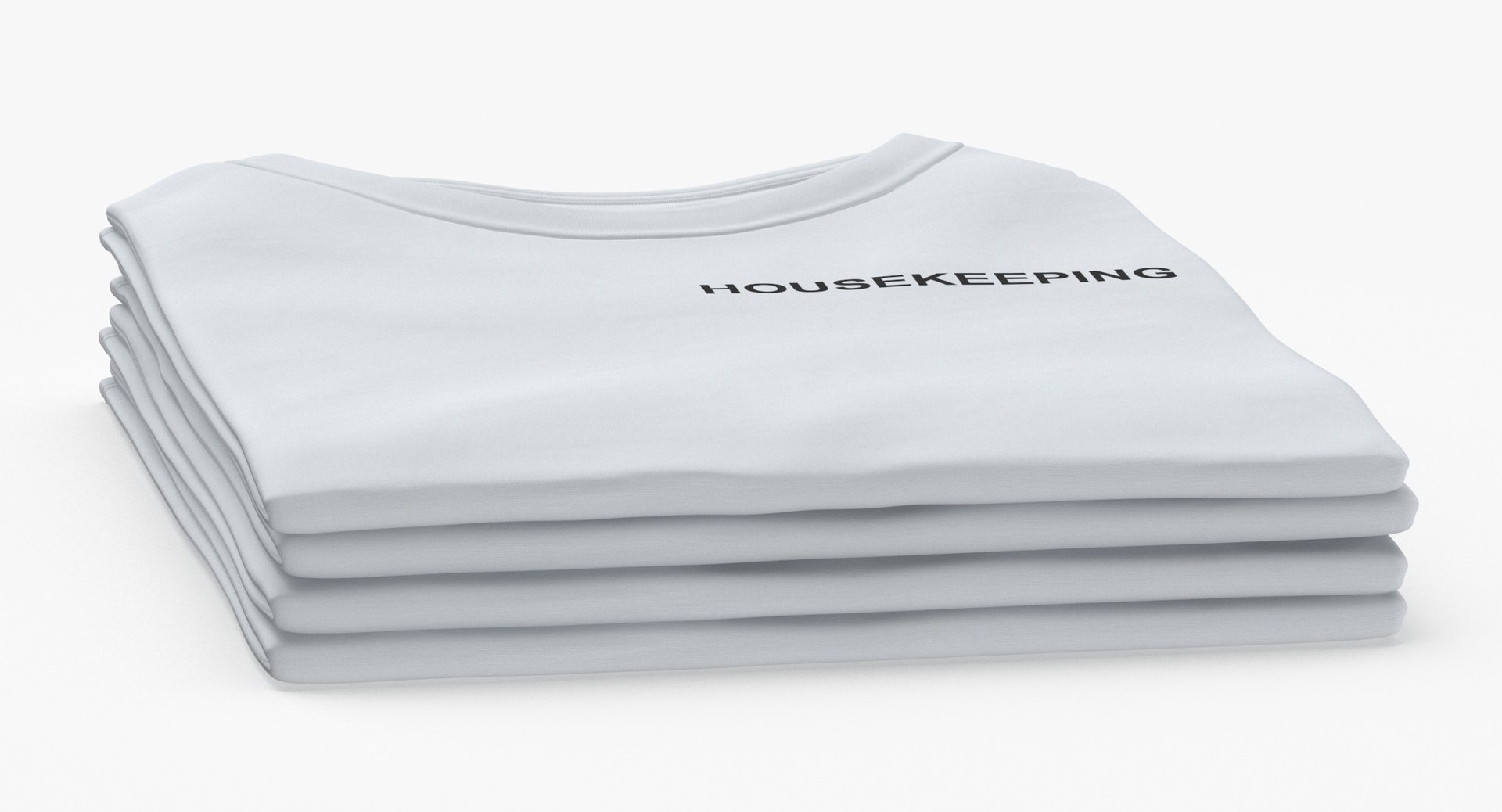 Female Crew Neck Folded Stacked White Housekeeping 01 3D model ...